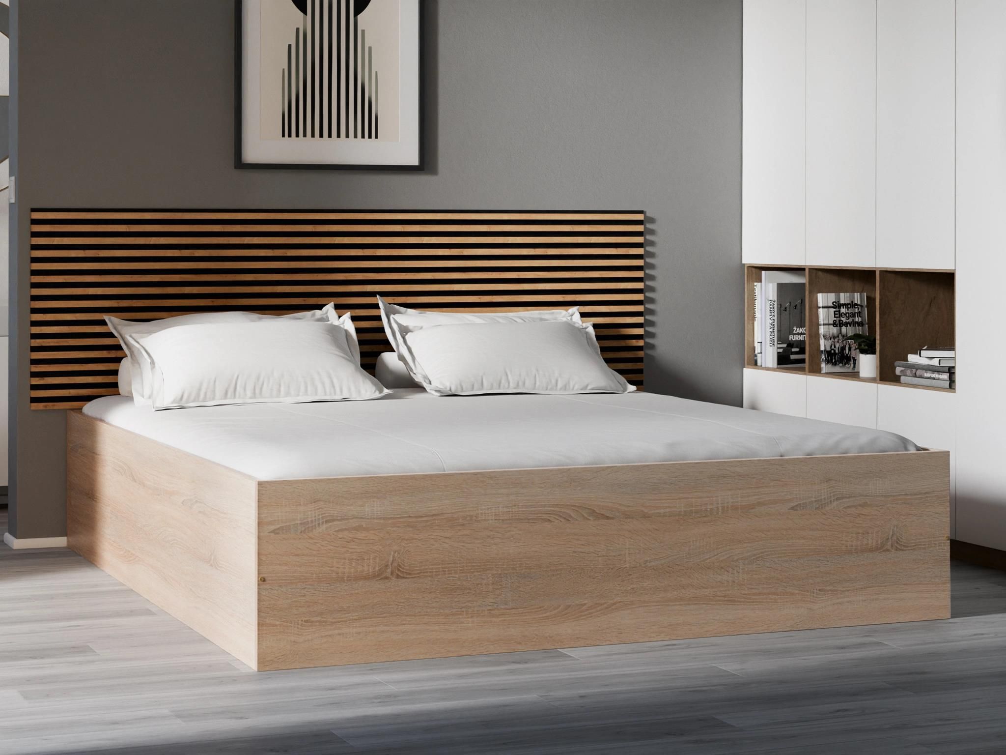 Łóżko BELLA 180x200 cm dąb sonoma Ze stelażem listwowym elastycznym Bez ...