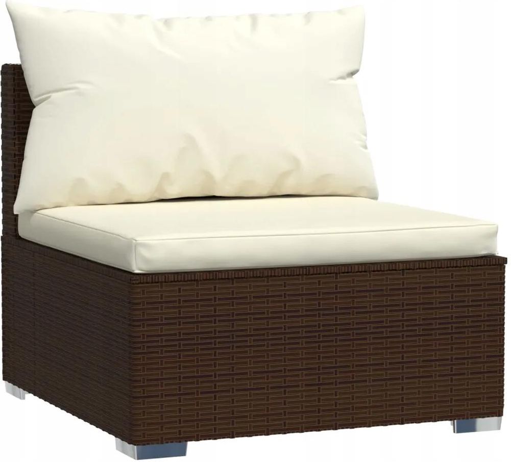 VidaXL Środkowy Moduł Sofy Ogrodowej Z Poduszkami Rattan Pe Brązowy ...