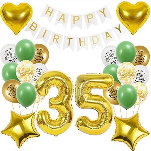 Yishamei Balon Na 35 Urodziny Kobiety Mężczyzny Zielone Złoto Dekoracja ...
