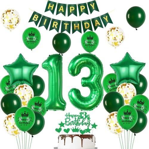 Ohaoduo Balony 13 Lat Urodziny Chłopiec Dziewczyna Zielone Złoto ...