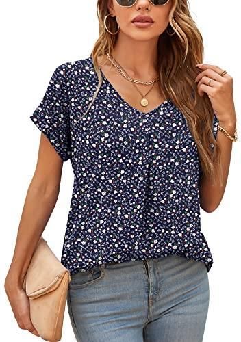 Yommay Bluzki damskie z dekoltem w serek damskie topy letnie szyfonowe ...