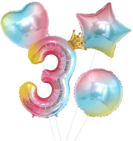 Hdgsafd Balon Z Motywem Korony Numer 3 3szt. Kolorowe Balony Liczbami ...