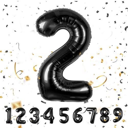 Partyhausy Balony Urodzinowe 2 Lata Czarny 101cm Balon Numer Dekoracje ...