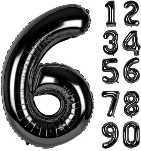 Lapono Balony Foliowe Z Liczbami Na 6 Czarne 82cm Dekoracja Urodzinowa ...