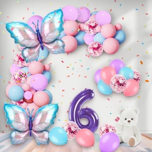 Minicloss Zestaw 6 Lat Balony Foliowe W Kształcie Cyfr Motyle Liliowe ...