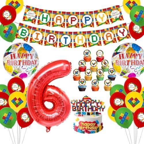 Yejikj Zestaw Dekoracyjny Na Imprezę Urodziny 6 Lat Balon Urodzin Baner ...