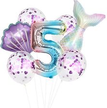 Mciskin 7szt. Balonów Syrenki Balony Z Cyframi Na 5 Urodziny Przyjęcie ...