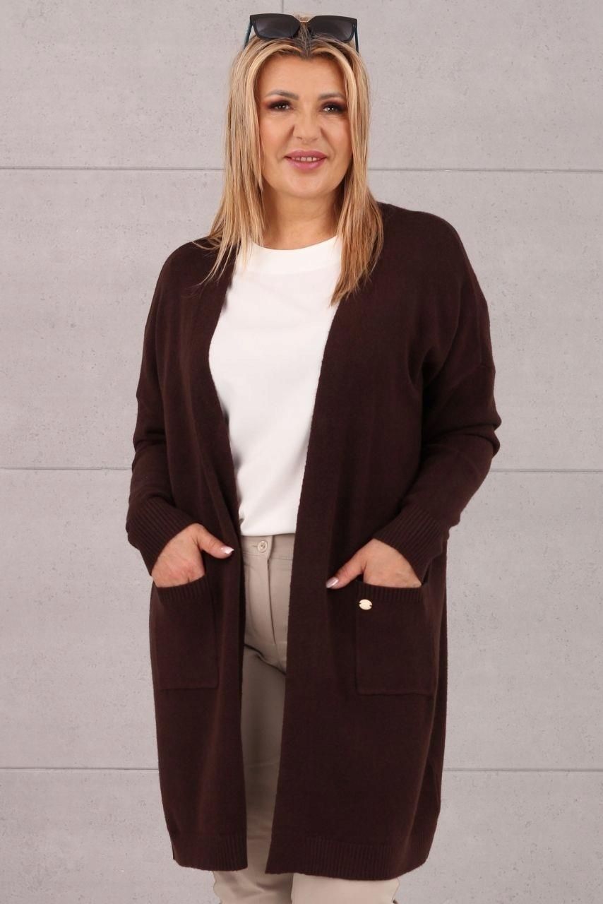 Modny Kardigan Duże Rozmiary Luźny Długi Oversize Sweter Prosty - Ceny ...