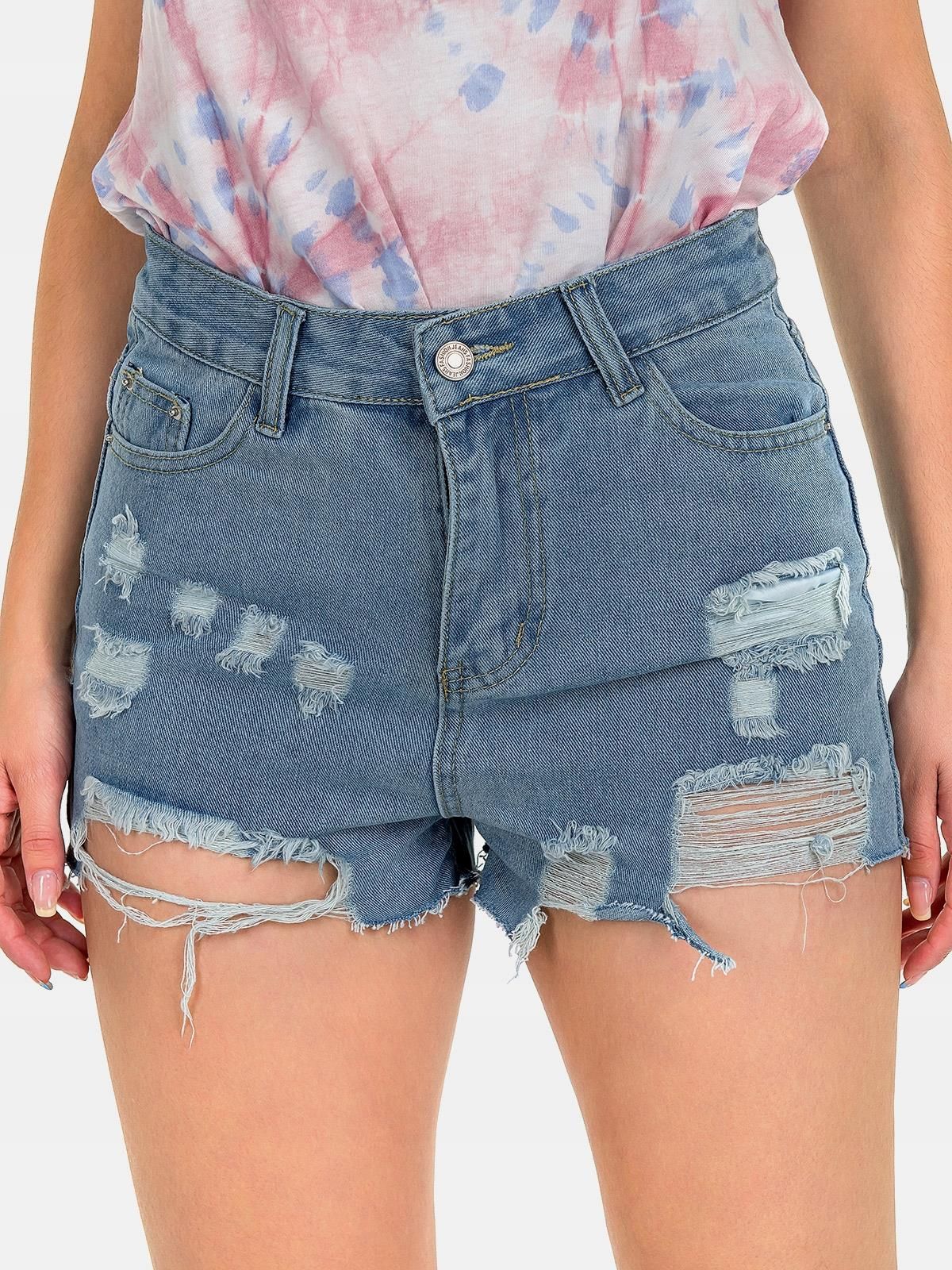 Spodenki damskie jeansowe szorty z dziurami krótkie modne S - Ceny i opinie - Ceneo.pl