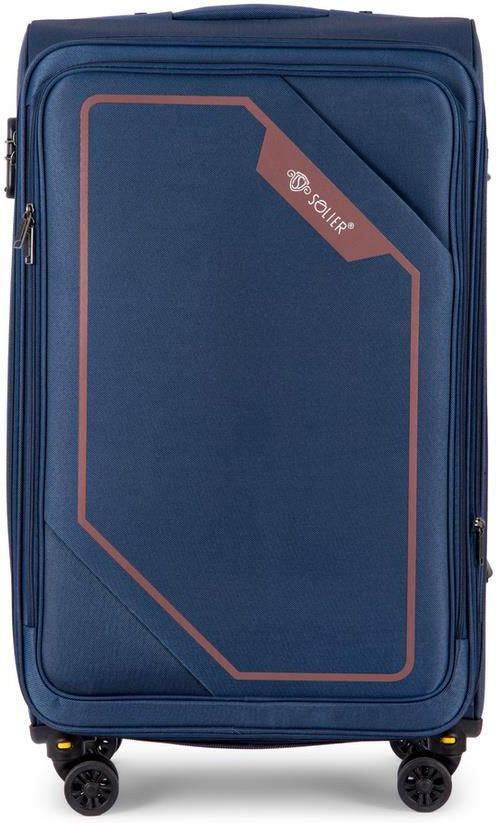 Duża walizka miękka XL 29'' SOLIER SOFTFLEX 2240 granatowo-brązowa ...