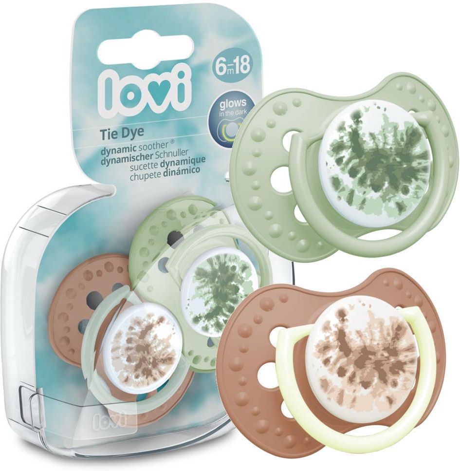 Lovi Smoczek silikonowy dynamiczny 6-18 m 2 szt. Tie Dye Green - Ceny i opinie - Ceneo.pl