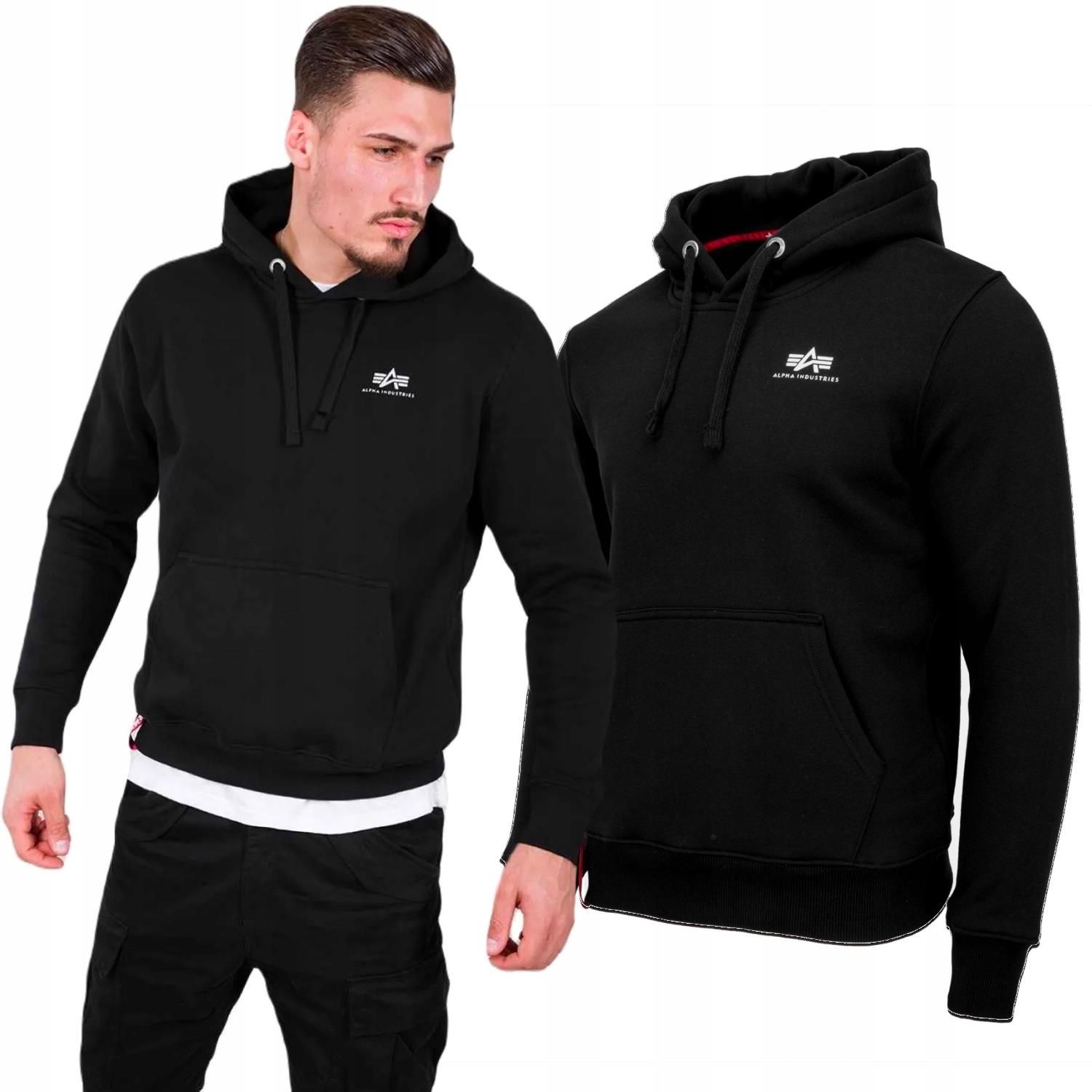 Bluza z kapturem Alpha Industries Small Logo Basic 196318 03 Czarna 4XL ...