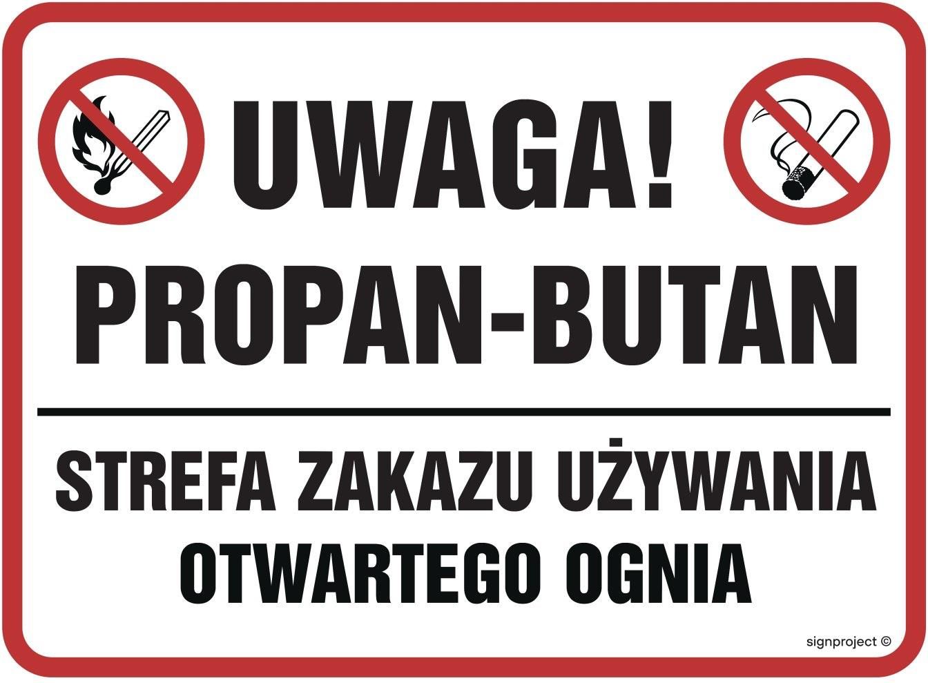 Signproject Znak Nb027 Uwaga, Propan-Butan. Strefa Zakazu Używania ...