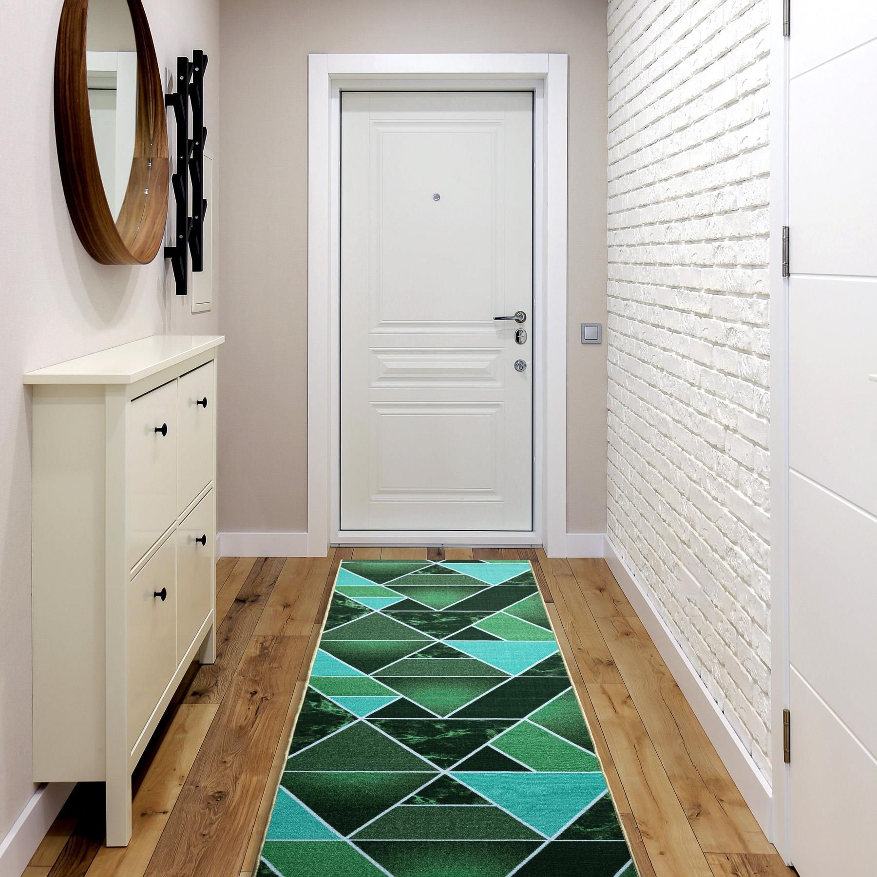 BestenTeppicheDe Chodnik Podgumowany Trójkąty Zieleń 90Cm Zielony ...