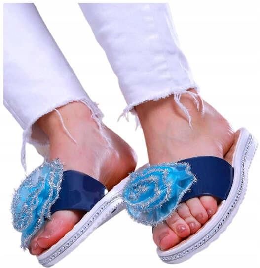 Plażowe klapki damskie z ozdobą Granatowe buty na lato 14015 37 - Ceny ...