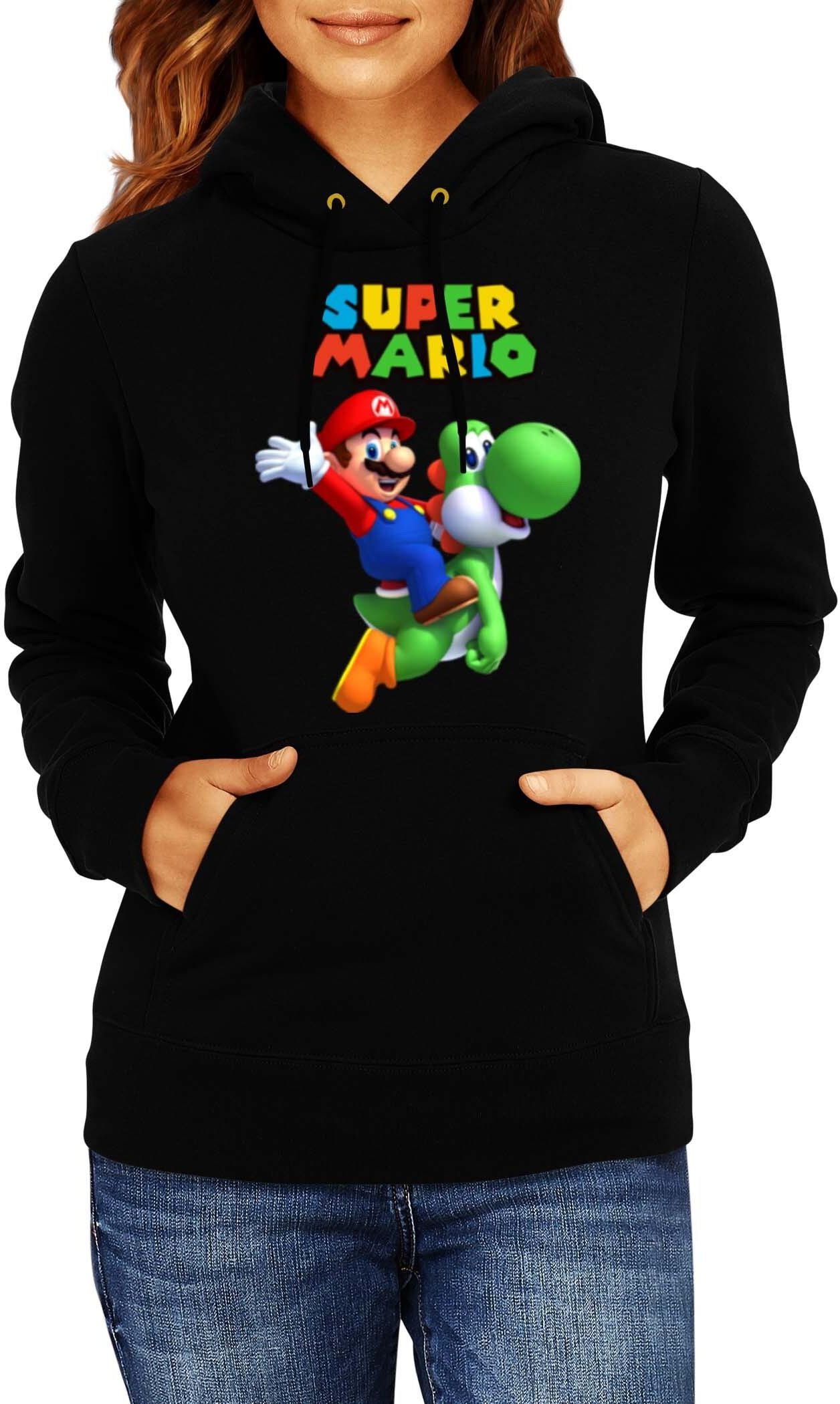 Mario Riding Yoshi Damska bluza z kapturem Sweatshirt Super Mario Bros ...