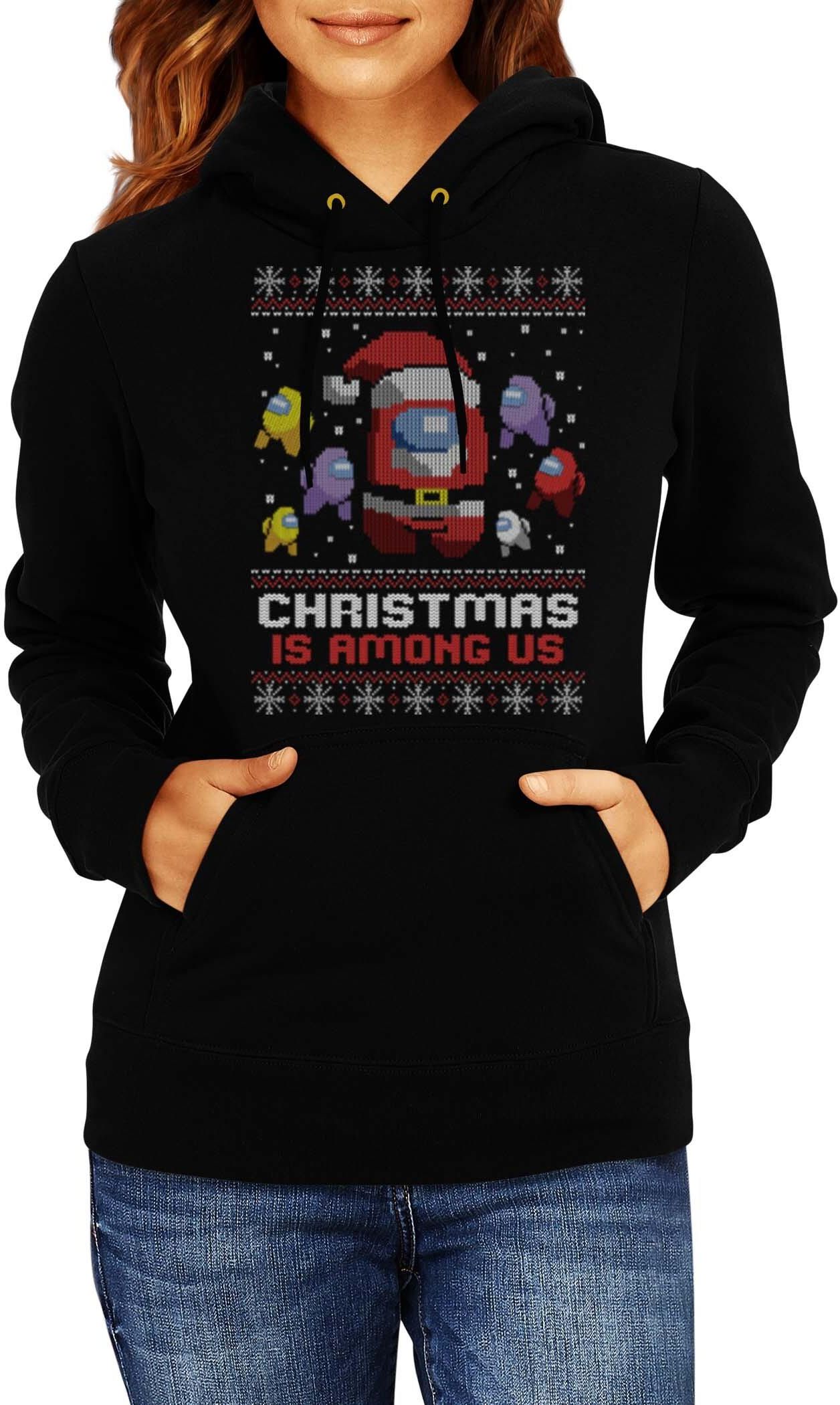 Among Us Christmas Damska bluza z kapturem Sweatshirt Christmas Tree ...