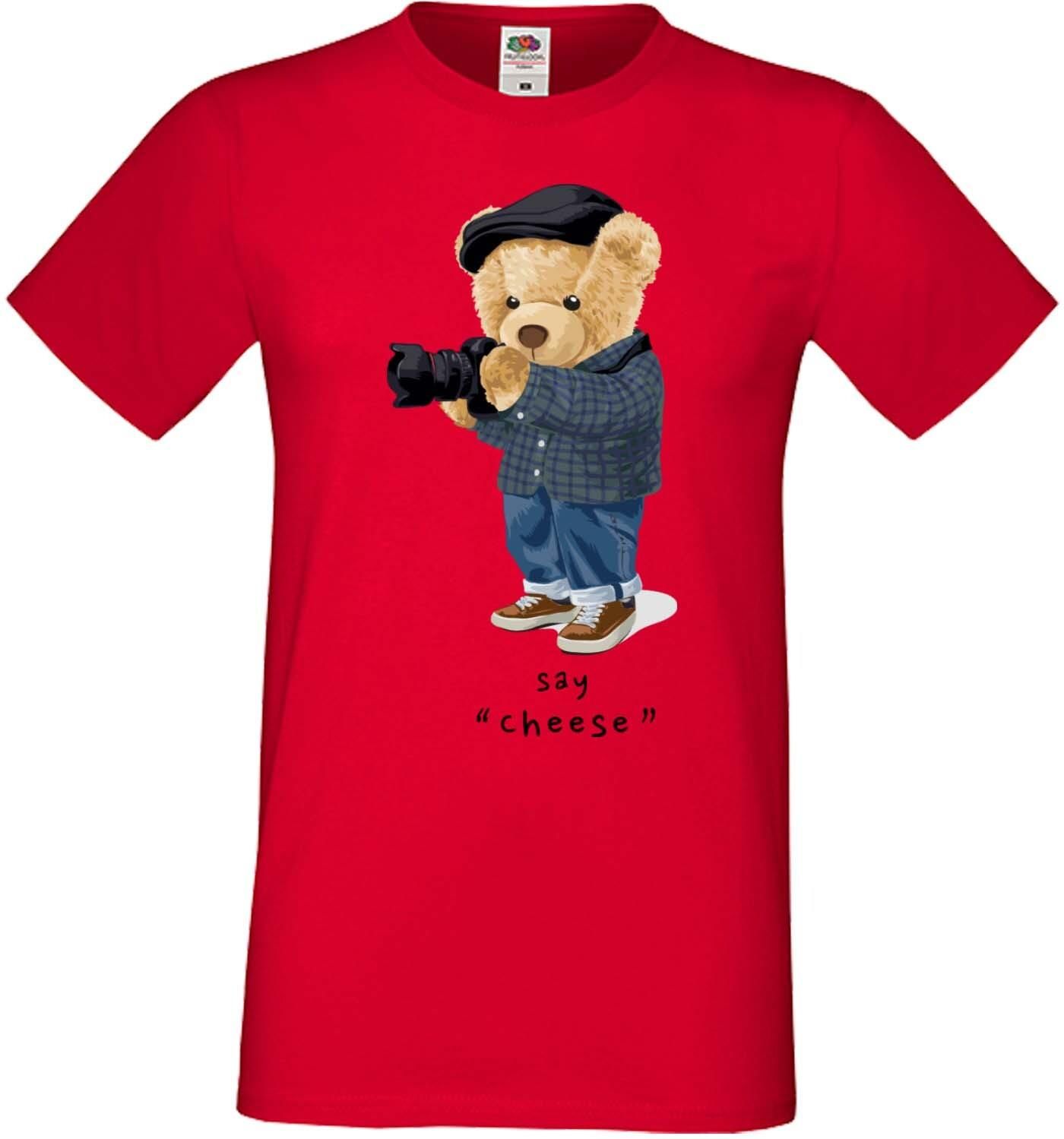 Say Cheese męska koszulka Cute Teddy Bear, Man L / Czerwony - Ceny i ...