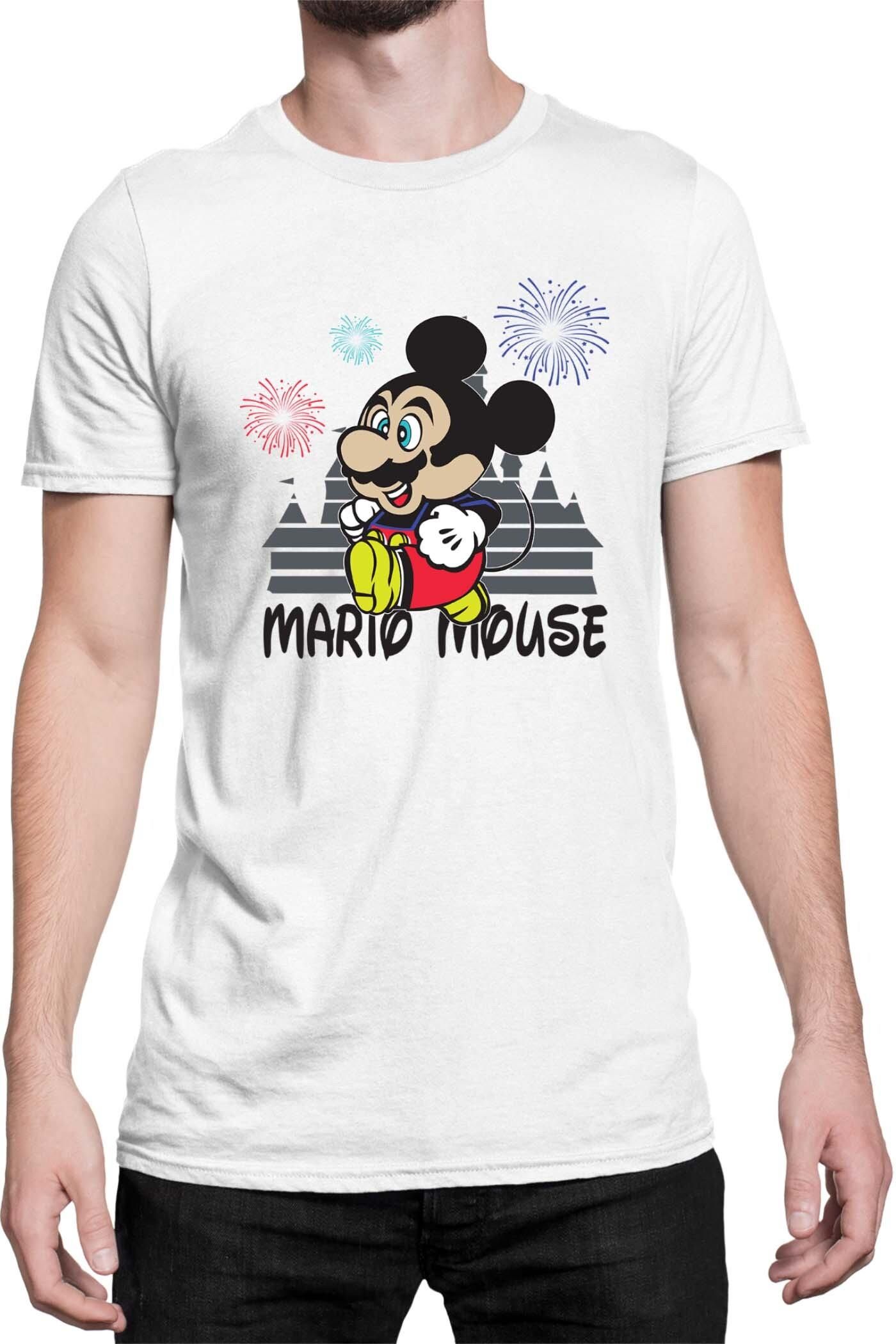 Mario Mouse Disney Castle męska koszulka Super Mario Bros Luigi Bowser ...