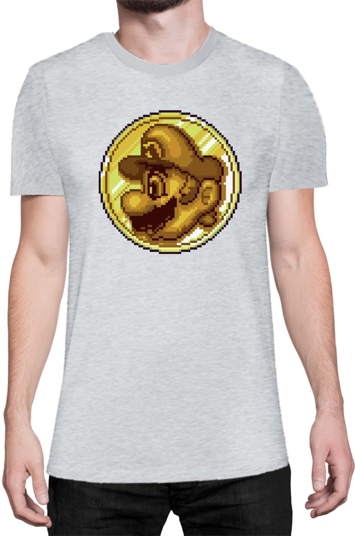 Mario Coin Pixelart męska koszulka Super Mario Bros Luigi Bowser, Man L ...