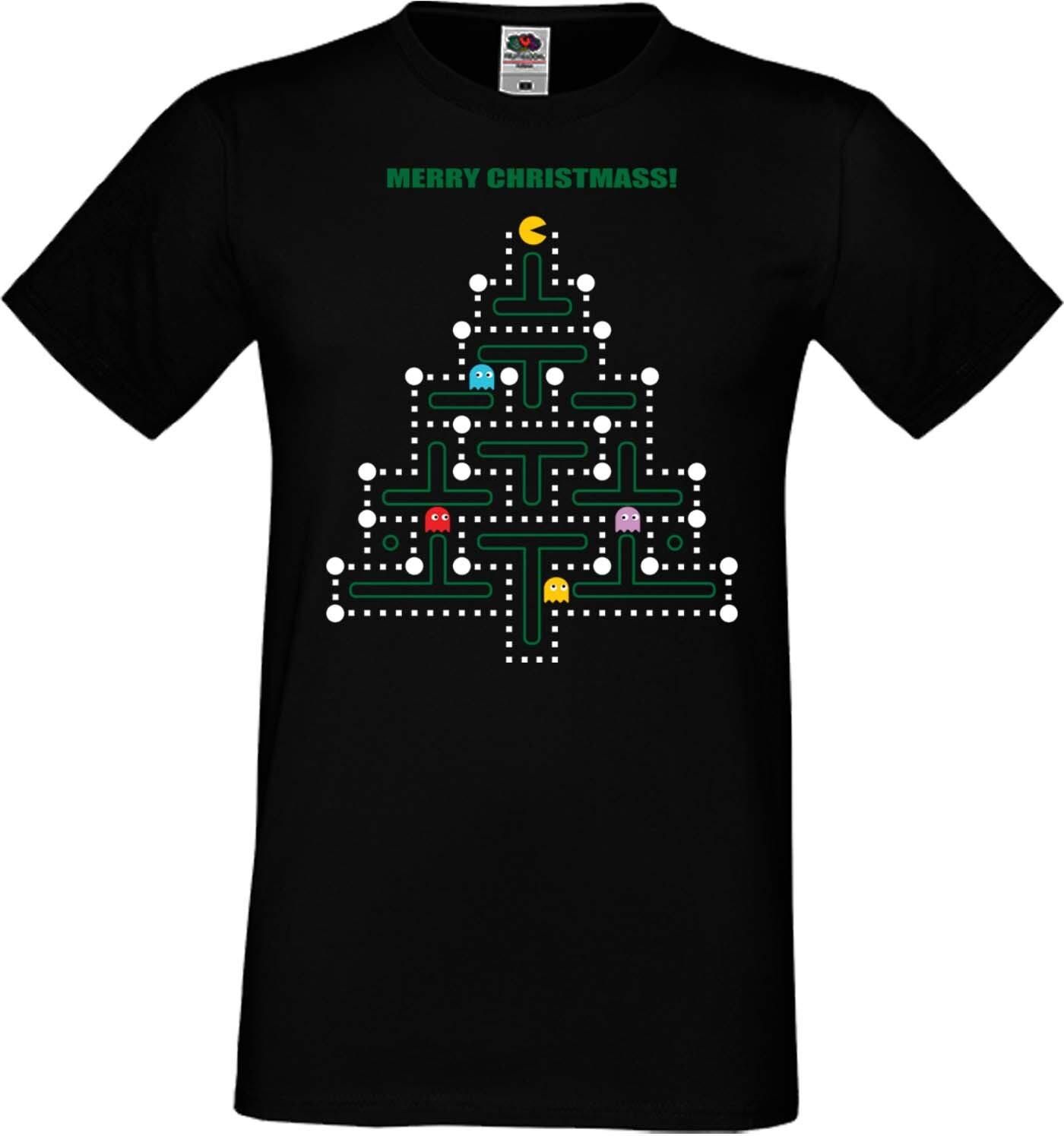 Pacman Christmas Tree Christmas męska koszulka Christmas Tree New Year ...