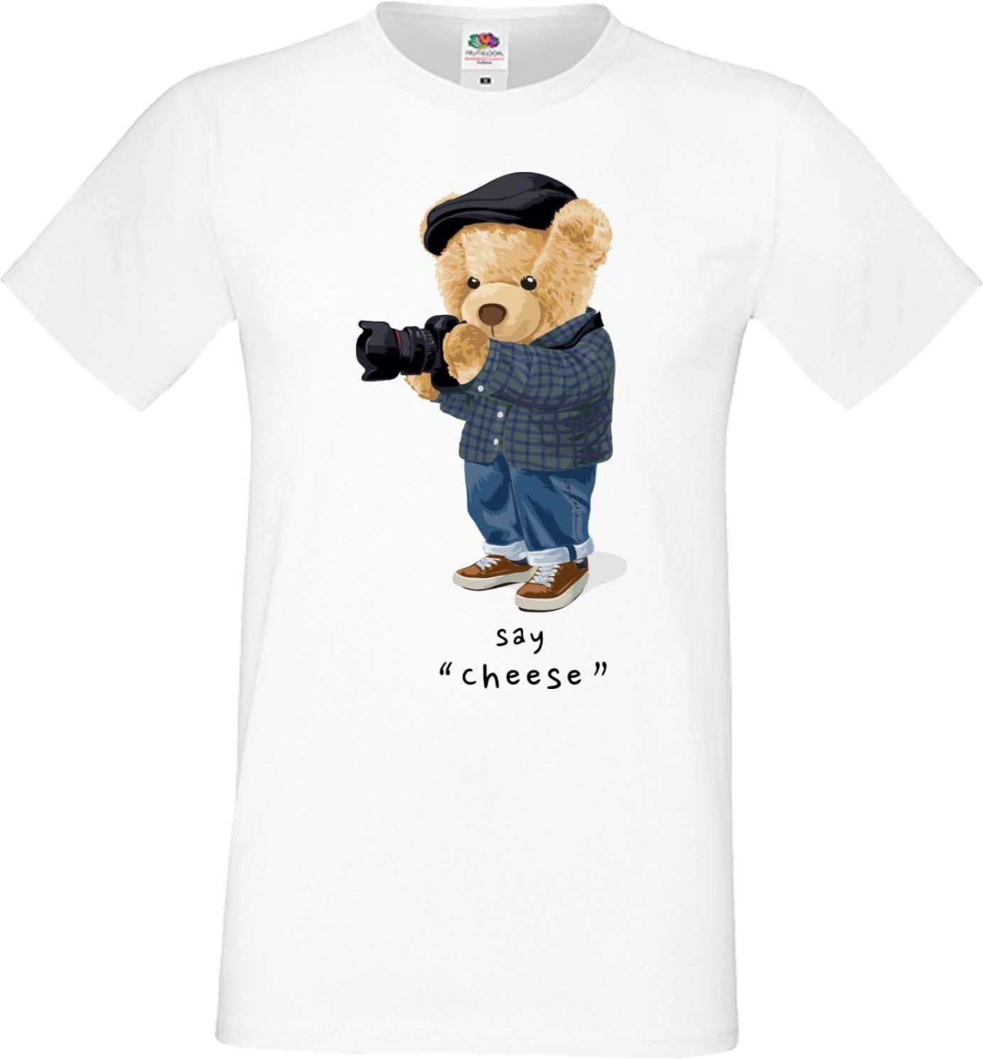 Say Cheese męska koszulka Cute Teddy Bear, Man XL / Biały - Ceny i ...