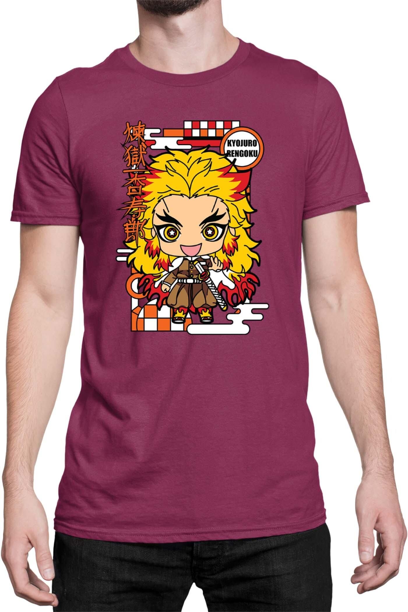 Chibi Rengoku męska koszulka Demon Slayer Kimetsu no Yaiba Anime Manga ...