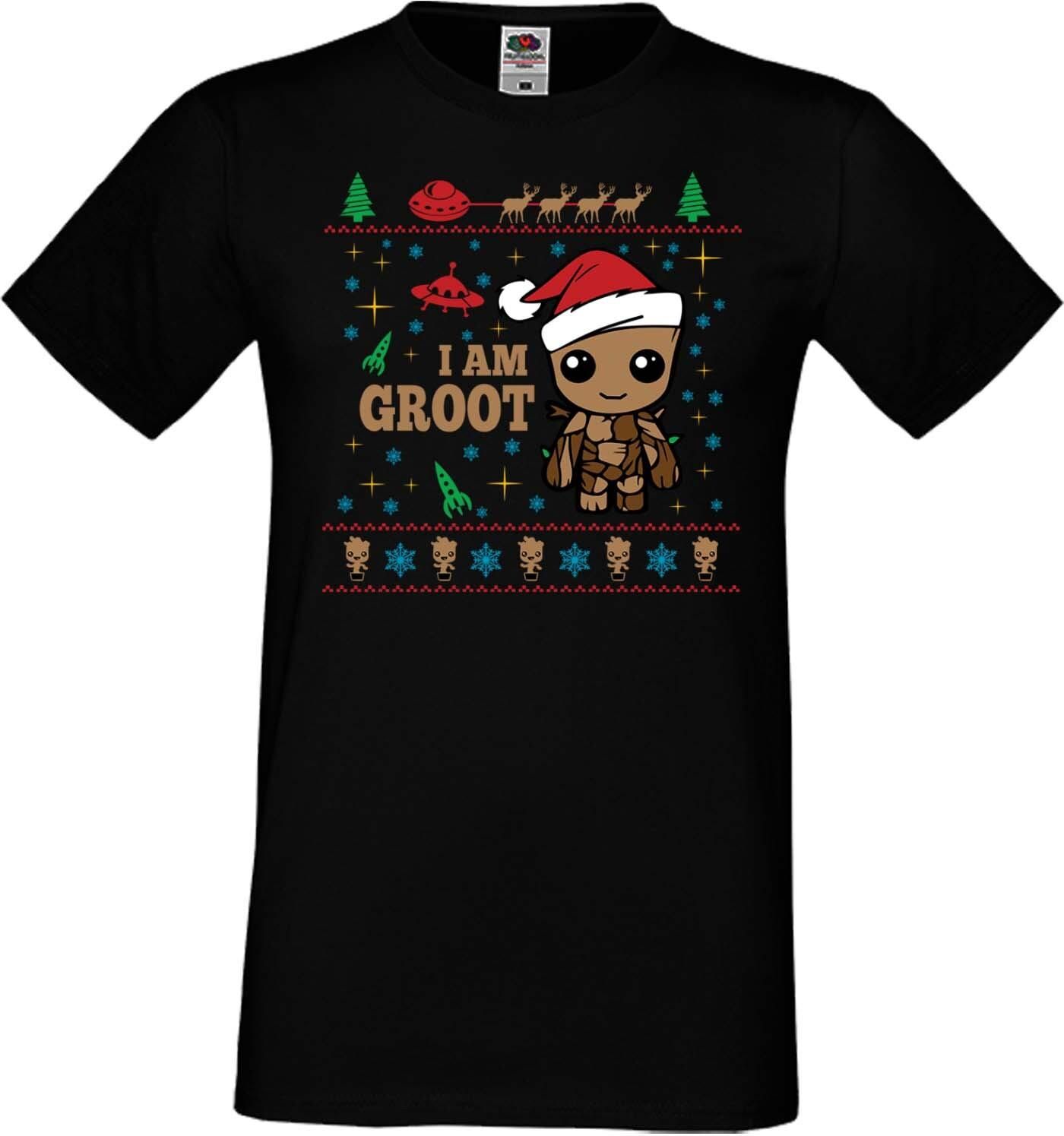 Groot Christmas męska koszulka Christmas Tree New Year Eve Holiday Gift ...