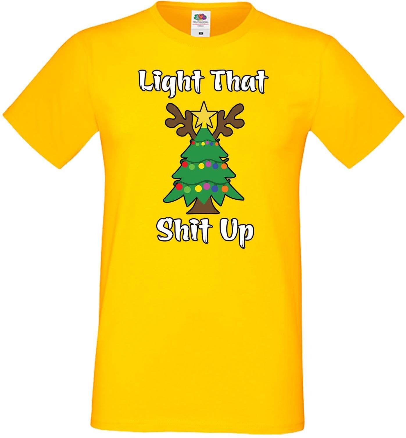 Light That Shit Up Christmas męska koszulka Christmas Tree New Year Eve ...