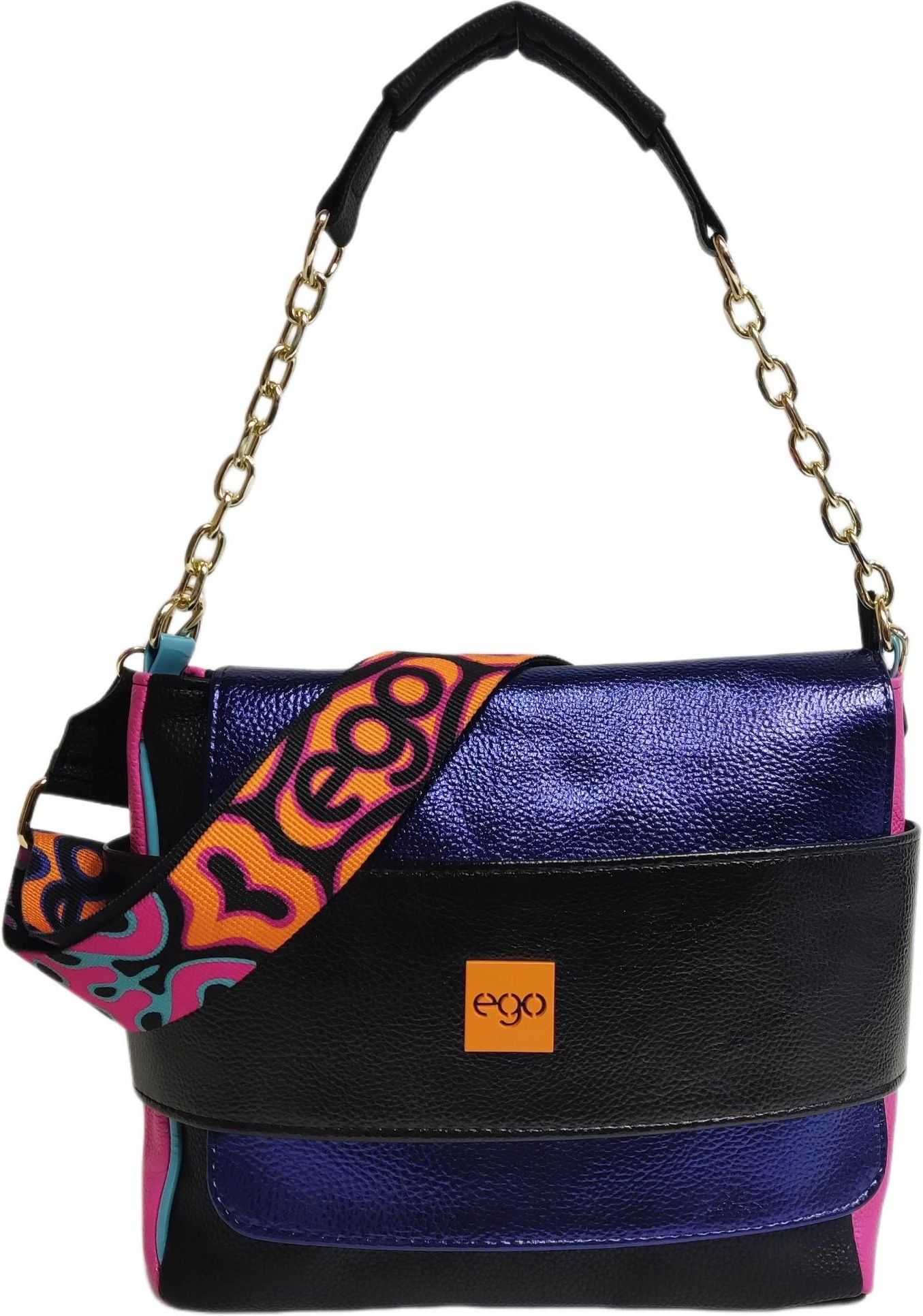 Torebka listonoszka Ego Torba czarna niebieska fuksja z klapą multikolor. - Ceny i opinie - Ceneo.pl
