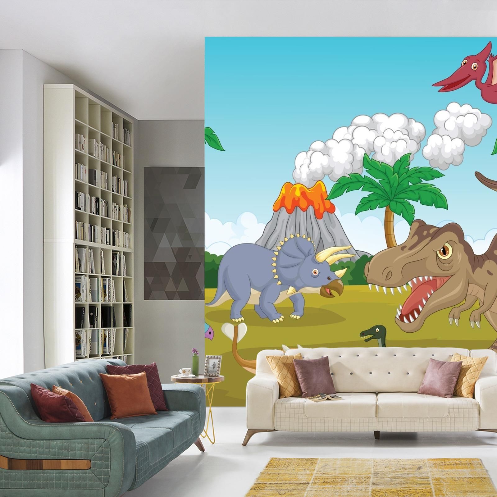 Doboxa Fototapeta Kolorowe Dinozaury I Wulkan Tapeta Samoprzylepna ...