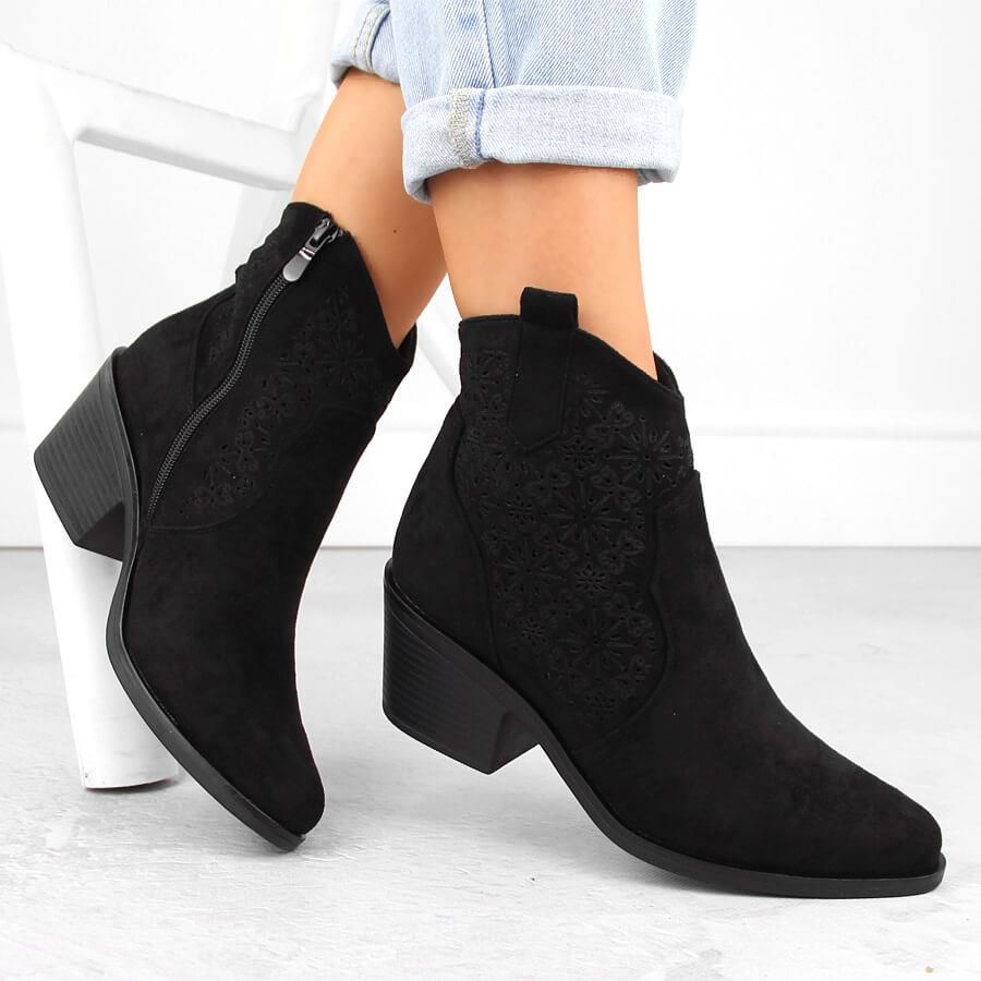 Botki zamszowe damskie kowbojki azurowe czarne S.Barski HY42-944 - Ceny ...