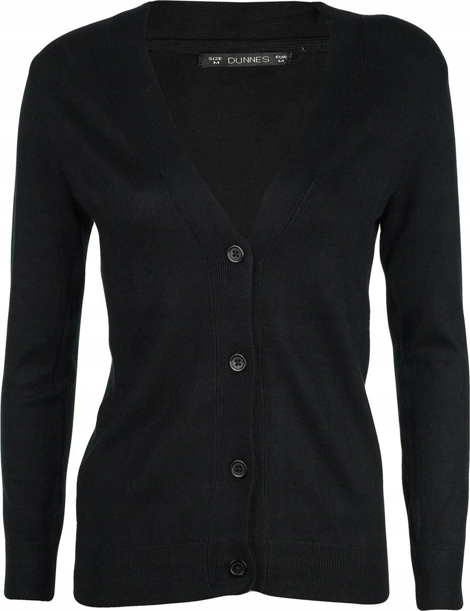 Dunnes Gładki Damski Klasyczny Czarny Sweter Kobiecy Kardigan V-Neck XL ...