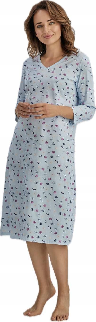 Wadima 104573 Koszula Nocna Bawełna kwiatuszki kwiatki niebieska błękit ...