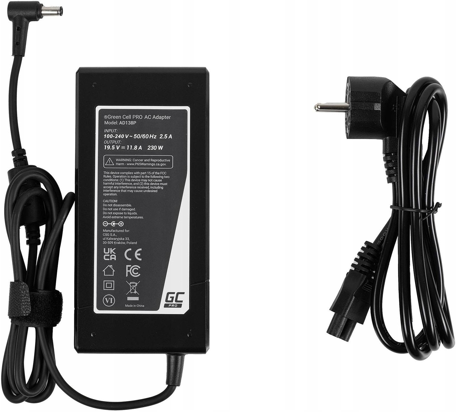 Zasilacz do laptopa Green Cell Pro 19.5V 11.8A 230W do Asus Rog Strix ...