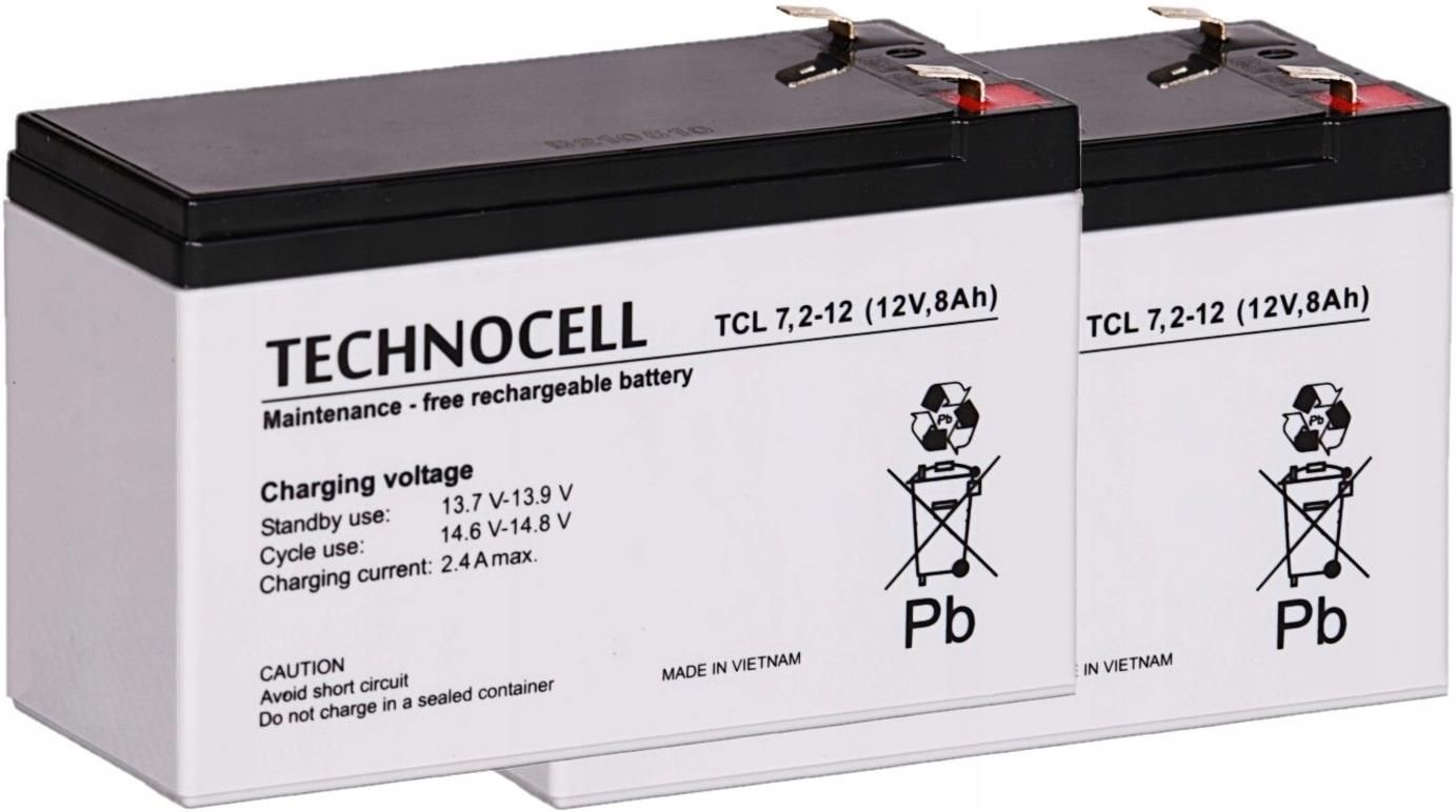 Bateria do zasilacza Technocell RBC22 Rbc 22 Zestaw Akumulatorów Pakiet Baterii Do Ups Apc 2x ...