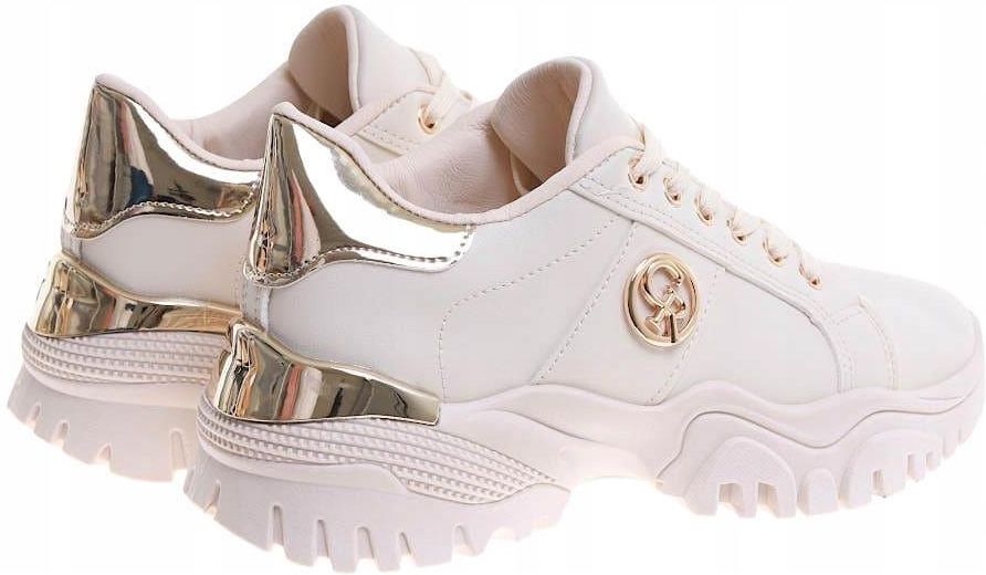 Buty sportowe damskie Beżowe sneakersy na platformie 16775 37 - Ceny i ...