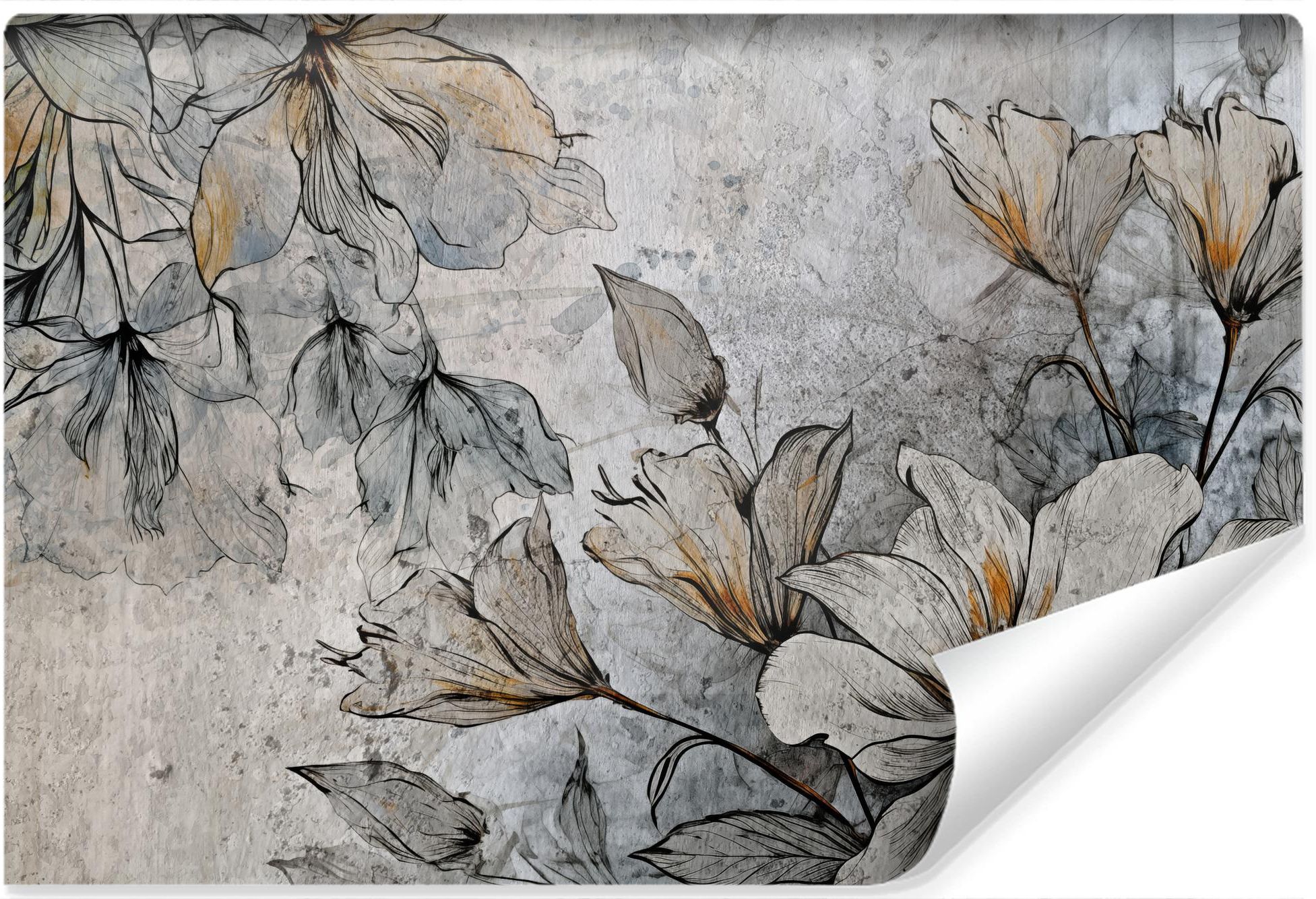 Muralo Fototapeta Z Modnym Efektem 3D Do Sypialni Beton Mural Kwiaty Natura Abstrakcja 368x280cm ...