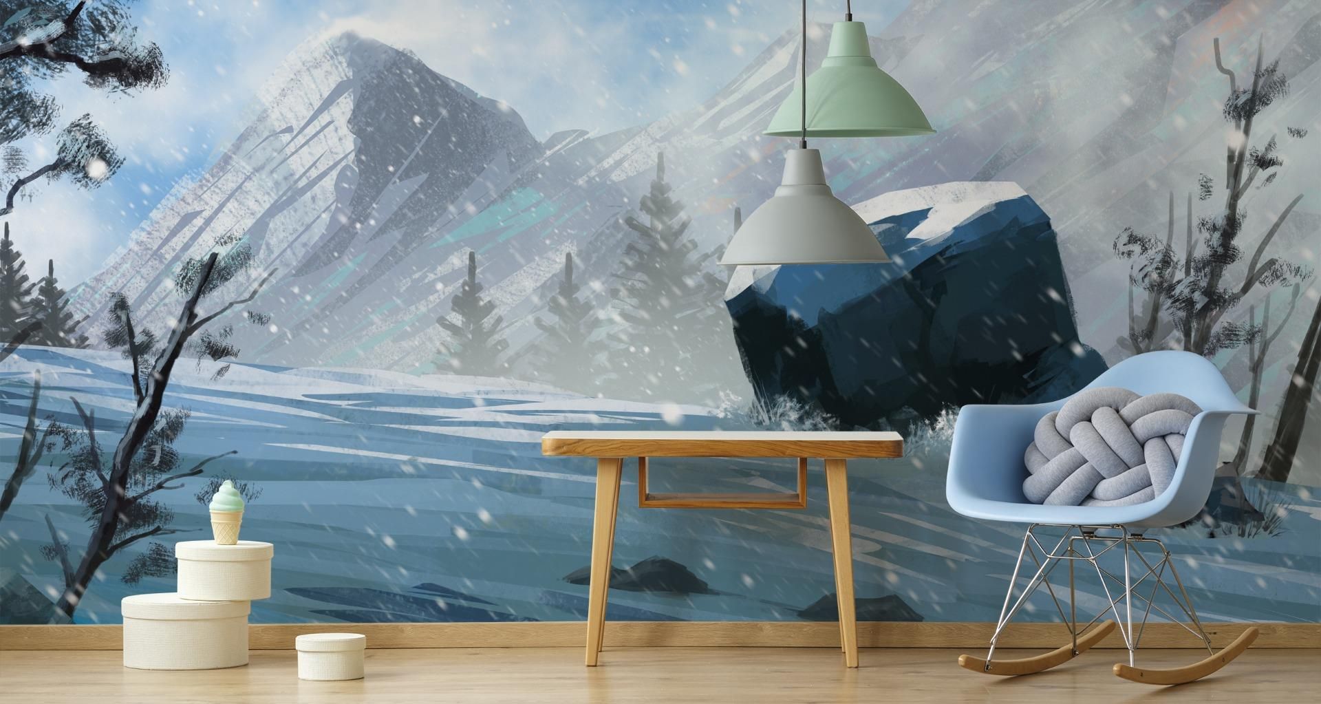 Muralo Fototapeta Dziecięca Zimowy Pejzaż Góry Tapeta Ścienna 3D ...