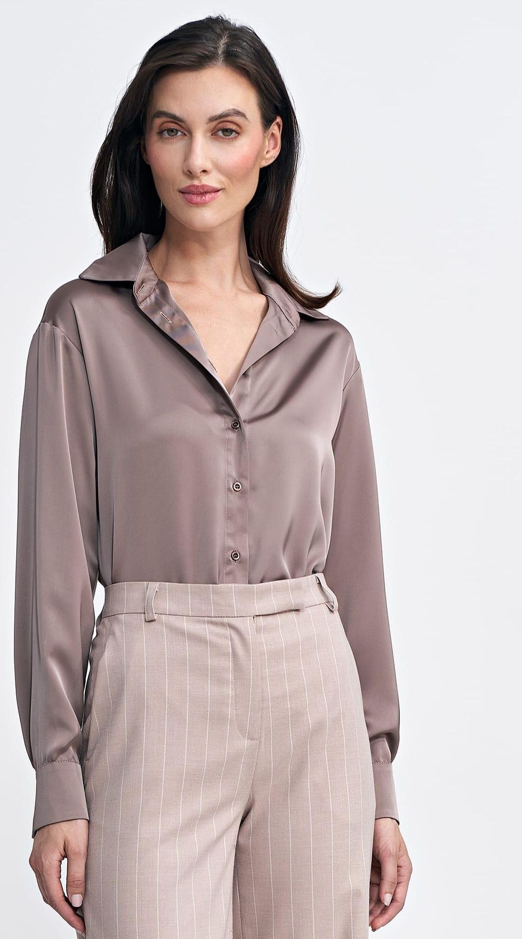 Satynowa koszula body - mocca - K80 (kolor mocca, rozmiar 38) - Ceny i ...