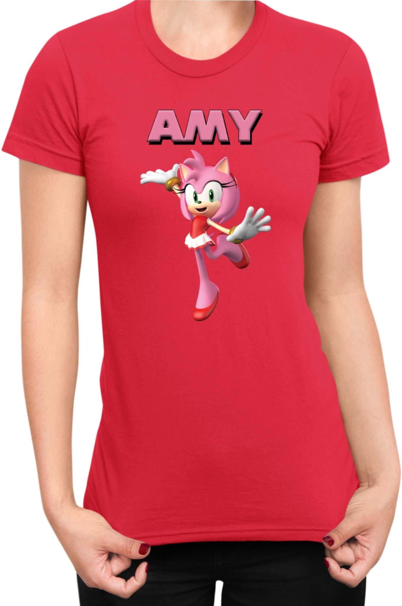 Amy Pink koszulka damska Sonic the Hedgehog Sega Mascot, L / Czerwony ...