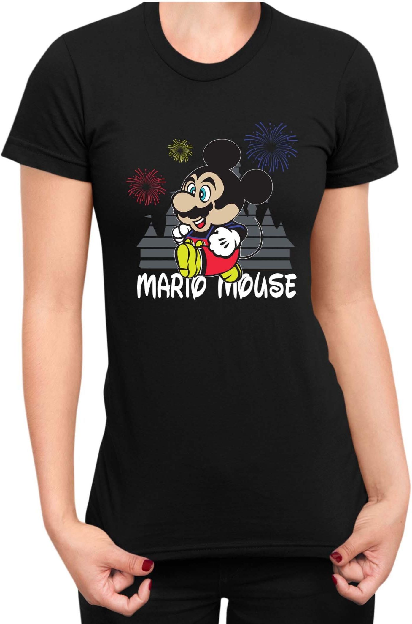 Mario Mouse Disney Castle koszulka damska Super Mario Bros Luigi Bowser ...