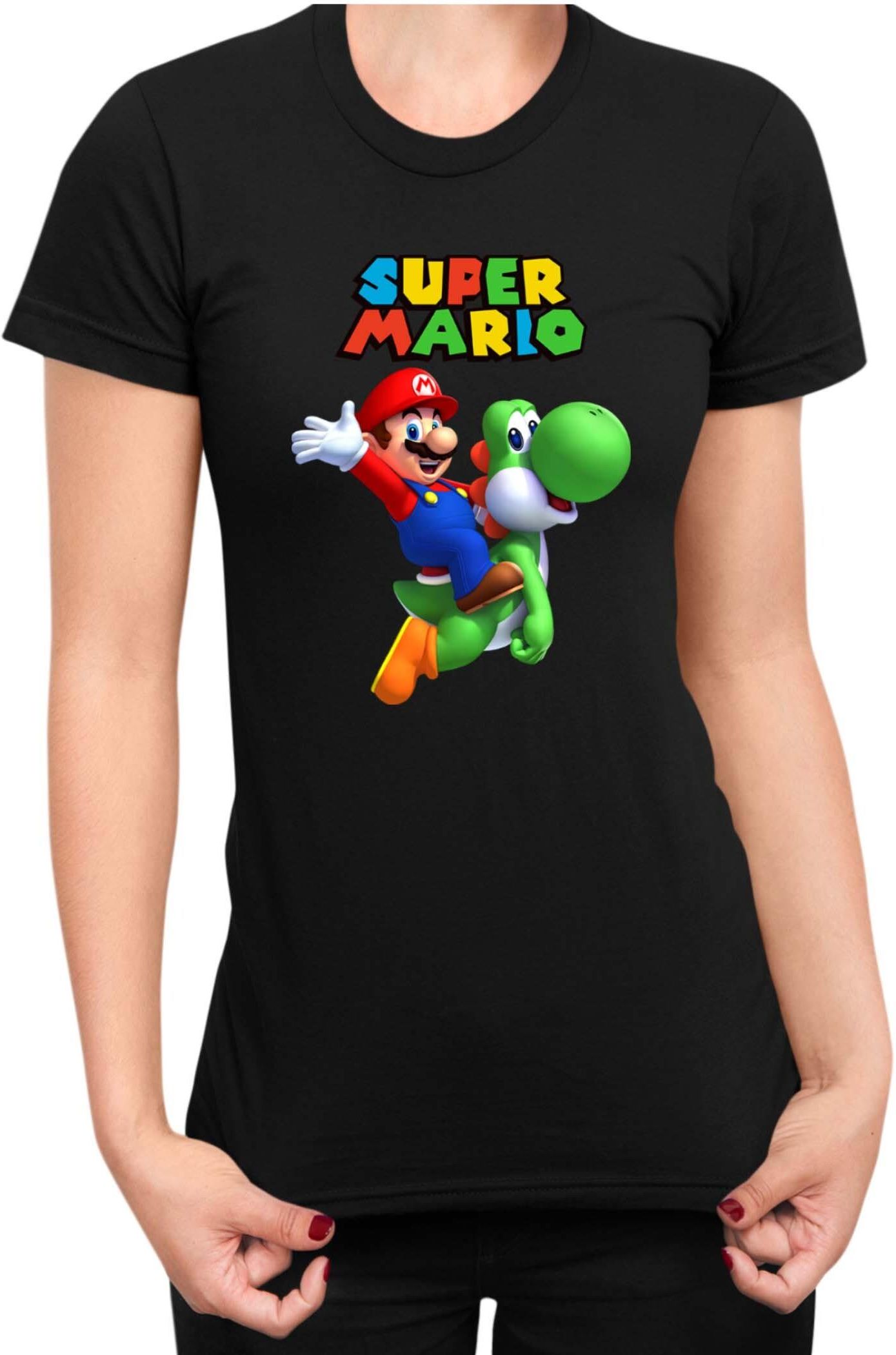 Mario Riding Yoshi koszulka damska Super Mario Bros Luigi Bowser , Lady ...