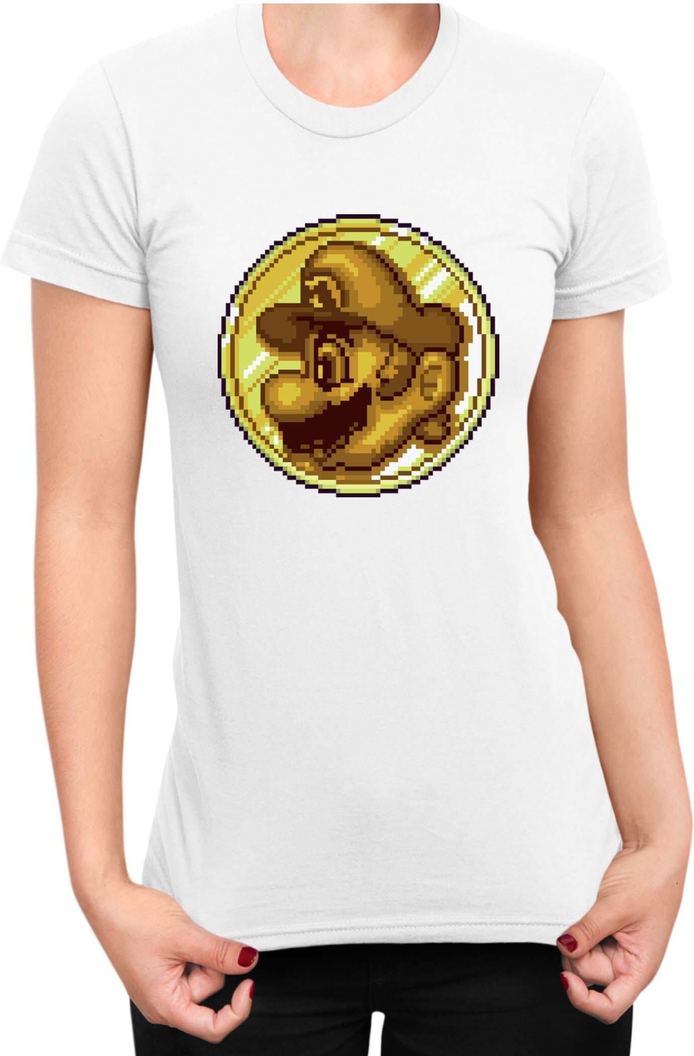 Mario Coin Pixelart koszulka damska Super Mario Bros Luigi Bowser ...