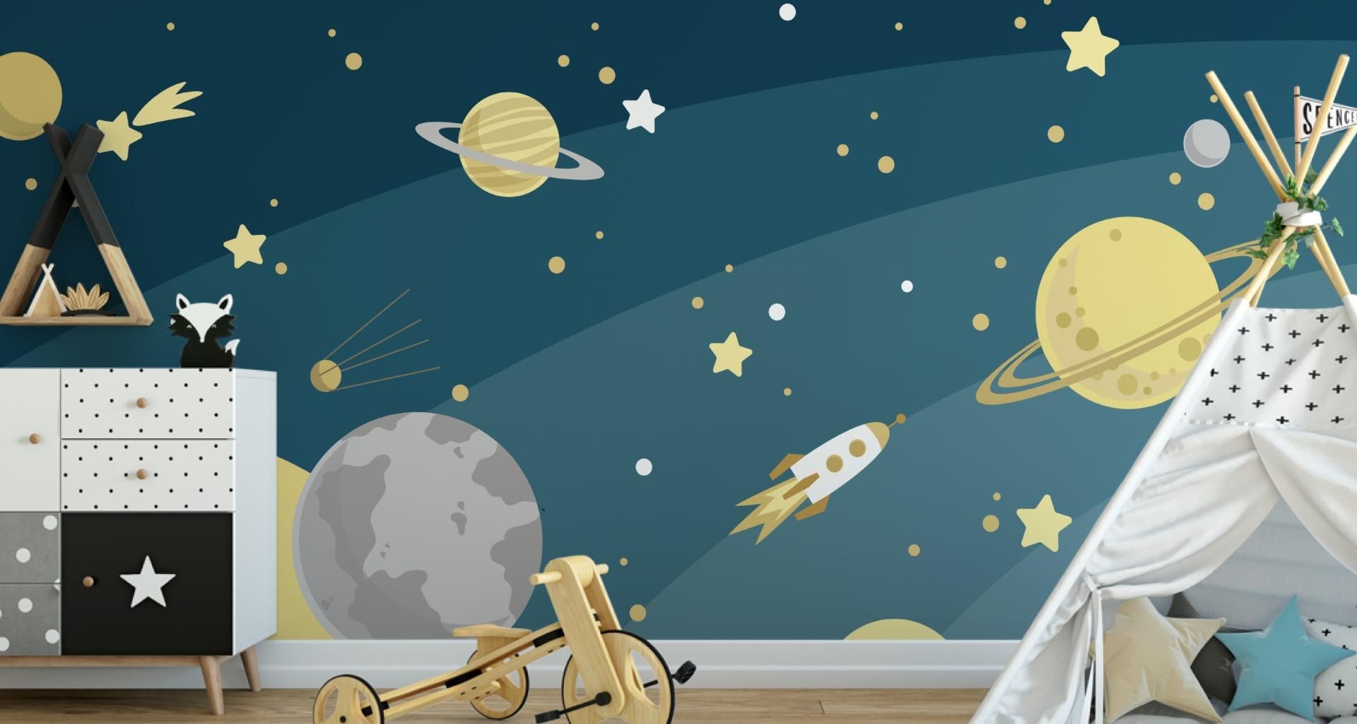 Muralo Fototapeta Wszechświat Księżyc Gwiazdy Tapeta Ścienna Do Pokoju Nastolatka 3D 460x300cm ...