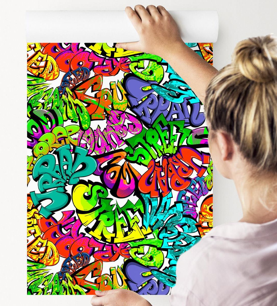 Muralo Tapeta Ścienna Nowoczesna Kolorowe Napisy Graffiti Dekoracja ...