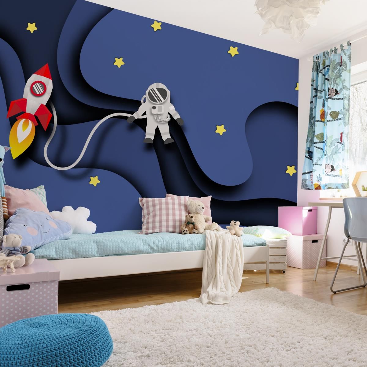 Muralo Fototapeta Astronauta Kosmos Rakieta Bajka Dekoracja Ścienna Do Pokoju Dziecka 3D ...