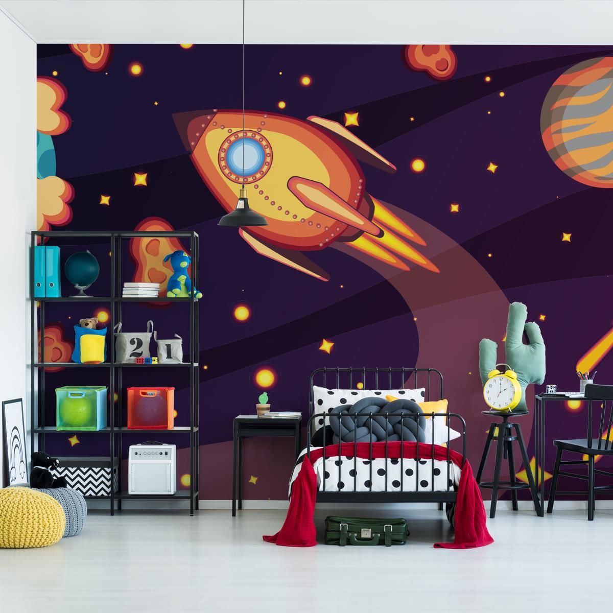 Muralo Fototapeta Abstrakcja Galaktyka Rakieta Kosmos Gwiazdy Planety 3D Do Pokoju Nastolatka ...