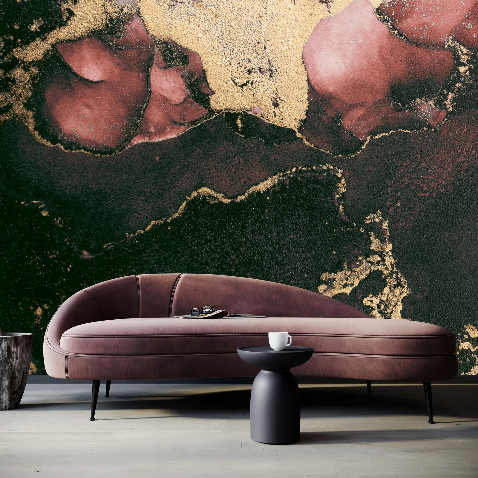 Muralo Fototapeta Do Salonu Bordowy Marmur Abstrakcja Styl Glamour ...