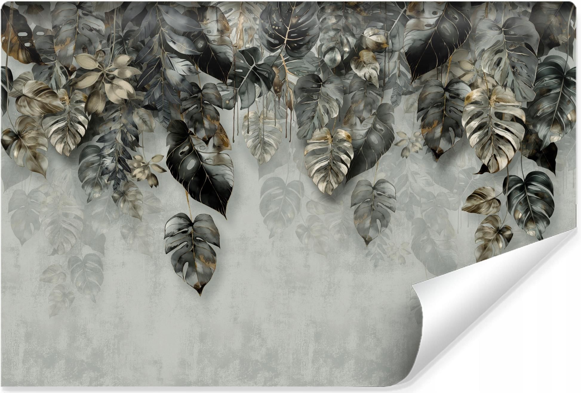 Muralo Fototapeta Do Salonu Tropikalne Liście Beton Abstrakcja Efekt 3D 315x210 - Opinie i ceny ...